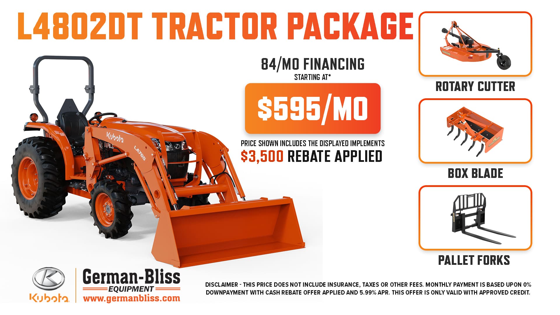 Kubota L Series Tractor Package - German-Bliss Equipment Inc.